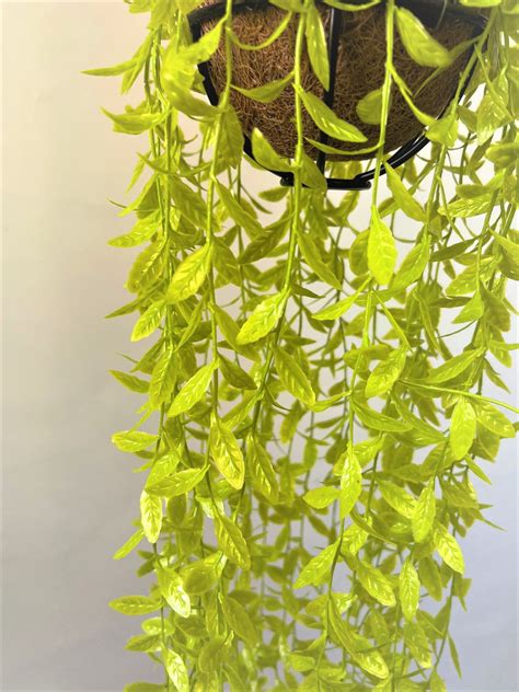 Artificial Raindrop Succulent Bush In A Cocofibre Metal Hanger Home