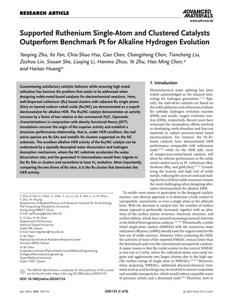 supported ruthenium single atom and clustered catalysts outperform