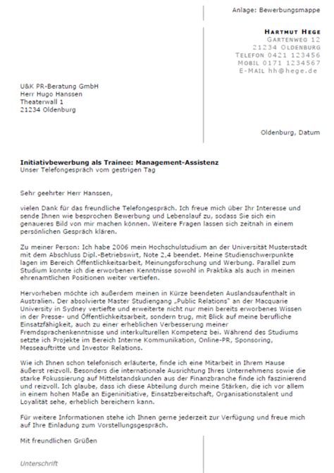 Bewerbung Management Assistent Trainee Nur 689€ Zum Download