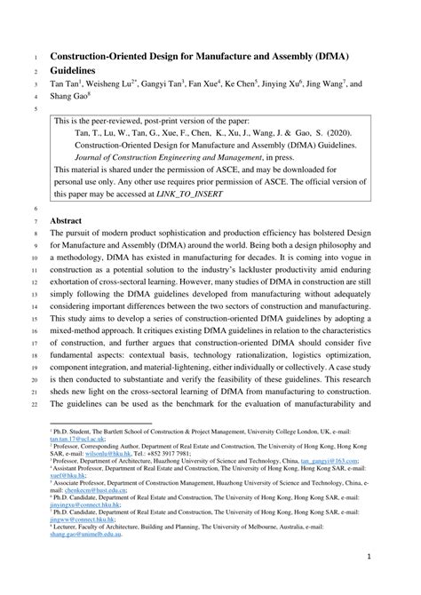 Pdf Construction Oriented Design For Manufacture And Assembly Dfma