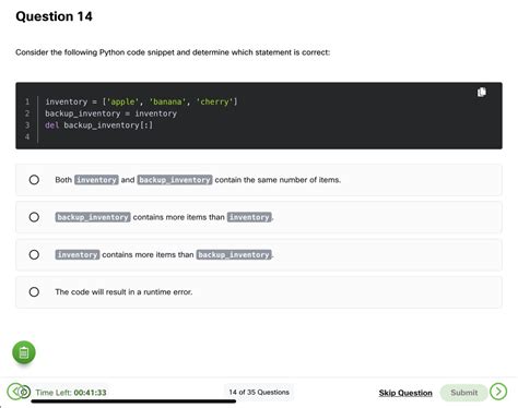 Question 14 Consider The Following Python Code Snippet And Determine Whi