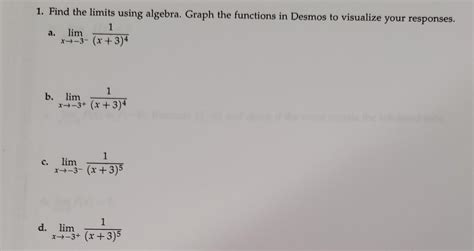 Solved 1 Find The Limits Using Algebra Graph The Functions