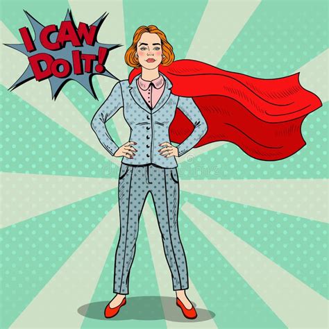 Knall Art Confident Business Woman Super Held Vektor Abbildung Illustration Von Konzept