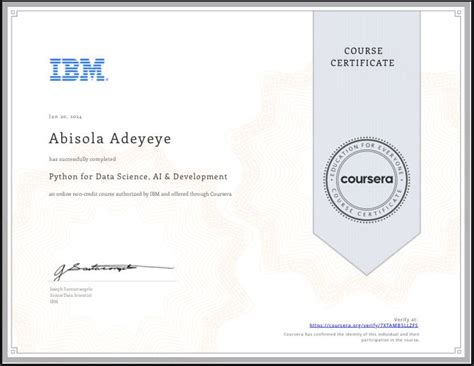 completed python for data science ai and development course abisola adeyeye posted on the