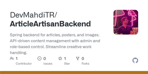 Github Devmahditr Articleartisanbackend Spring Backend For Articles Posters And Images Api