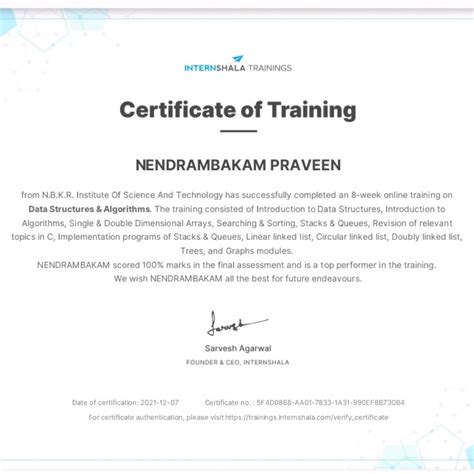 Praveen Nendrambakam On Linkedin Internshalatrainings