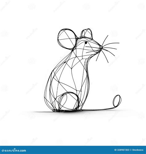 Continuous Line Drawing Of A Mouse On White Background Stock Illustration Illustration Of