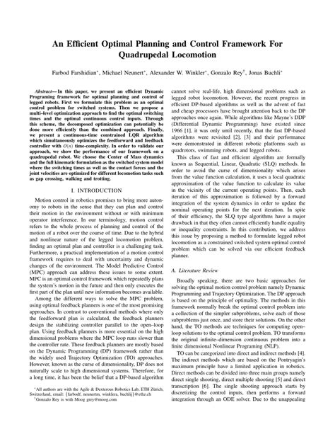 Pdf An Efficient Optimal Planning And Control Framework For