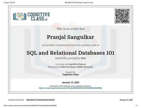 Pranjal Sangulkar On Linkedin Just Completed The Sql And Relational