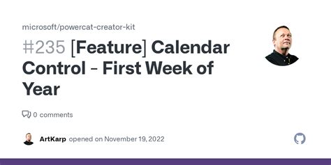 [feature] Calendar Control First Week Of Year · Issue 235 · Microsoft Powercat Creator Kit