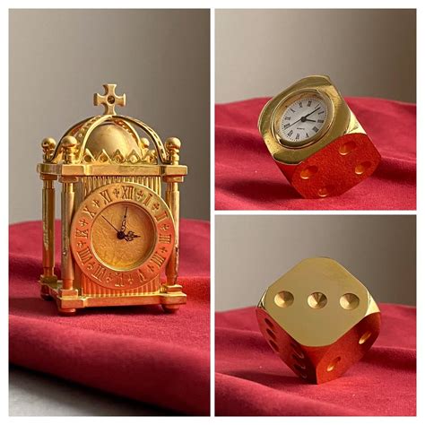 Позолочений годинник Латунна мініатюра антикваріат дельфін слон серце 800 грн