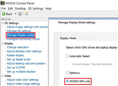 Manage Display Mode Option Is Not Present In The Nvidia Control Panel On My Razer Blade