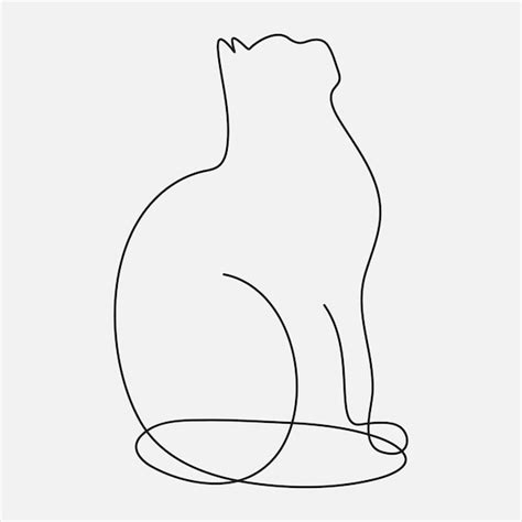 Premium Vector Continuous Line Hand Drawing Vector Illustration Cat Art