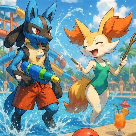 Lucario And Braixen Having Fun Together By Anaverageitalian On Deviantart