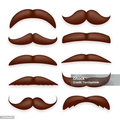 다양한 갈색 콧수염 컬렉션 빈티지 복고풍 콧수염 얼굴 머리카락 힙스터 수염 벡터 일러스트 레이 션 갈색에 대한 스톡 벡터 아트 및 기타 이미지 Istock