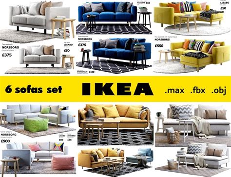 6 Sofa Set Ikea 3d Model