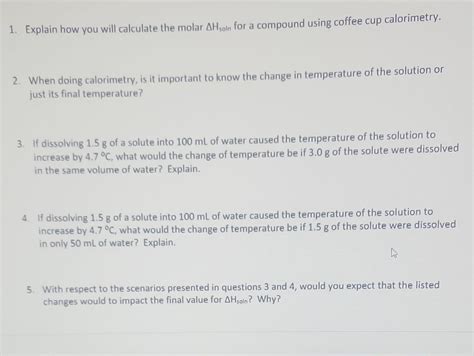 Solved Explain how you will calculate the molar ΔHsoln for Chegg com