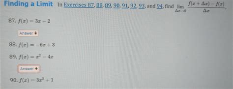 Solved Finding A Limit In Exercises 87888990919293