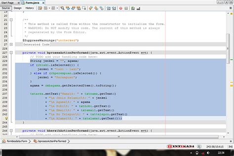 belajar netbeans membuat form biodata sederhana dengan java swing
