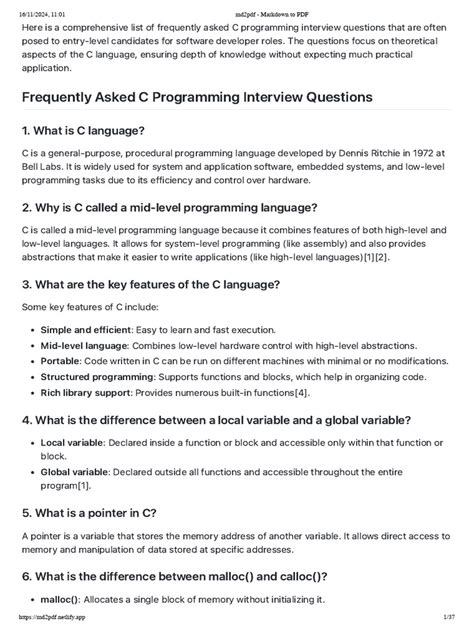 Proglanginterview Pdf Pointer Computer Programming C