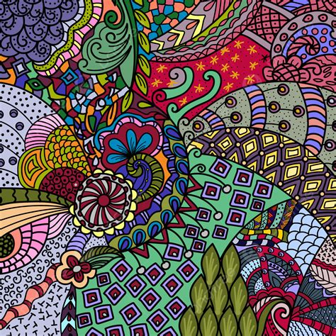 Colourful Doodle Background Vector Wallpaper Design Doodle Art