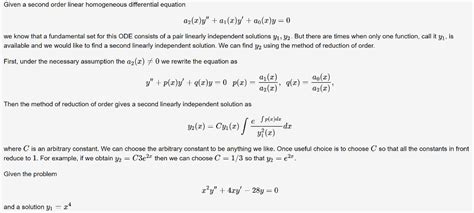 Solved Given A Second Order Linear Homogeneous Differential