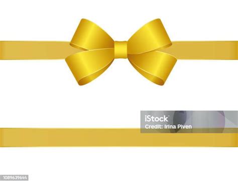 초대장 인사말 또는 선물 카드 골든 리본 및 활 선물 상품권 템플릿 텍스트에 대 한 장소입니다 공단에 대한 스톡 벡터 아트 및 기타 이미지 Istock