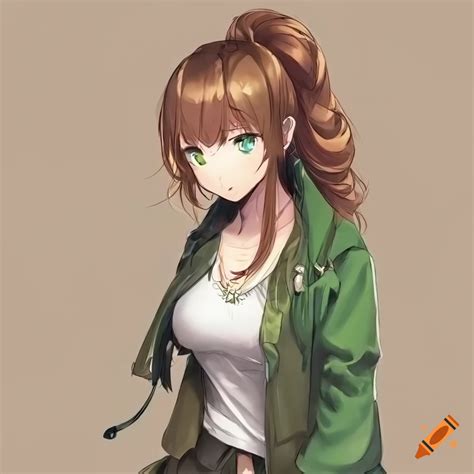 Light Brown Hair Green Eyes Anime Girl