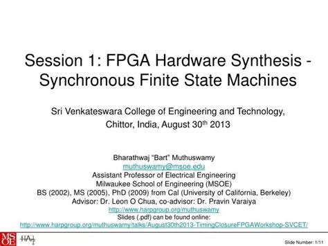 Ppt Session 1 Fpga Hardware Synthesis Synchronous Finite State