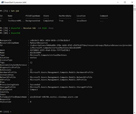 new azurermvm receive job not able to save cmdlet error from