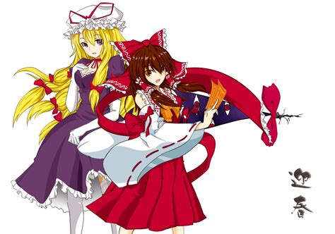 Hakurei Reimu And Yakumo Yukari Touhou Drawn By Satou Samu Danbooru