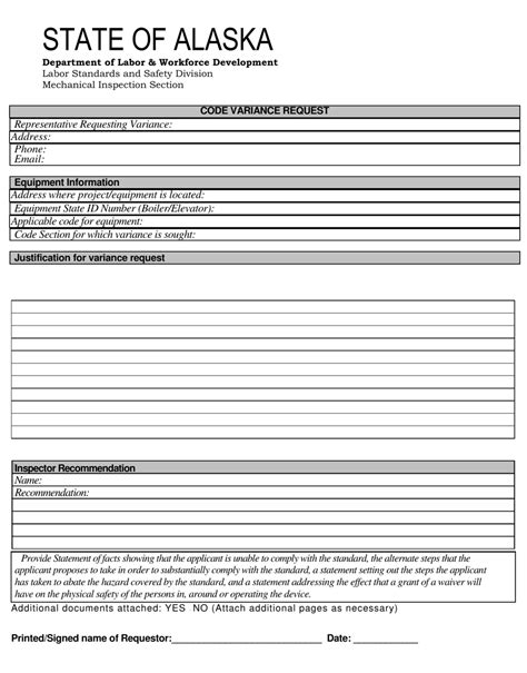 Alaska Code Variance Request Fill Out Sign Online And Download Pdf