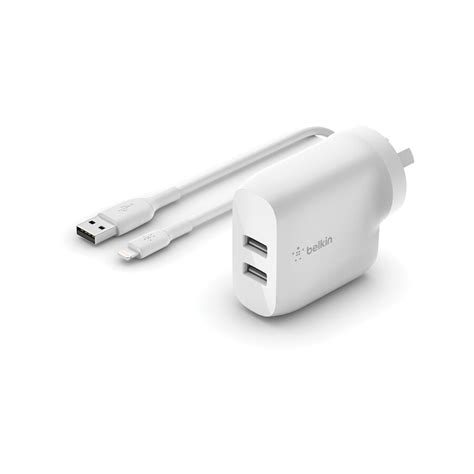Belkin Boost Charge Dual Usb A Wall Charger W Lightning To Usb A Cable White Big W