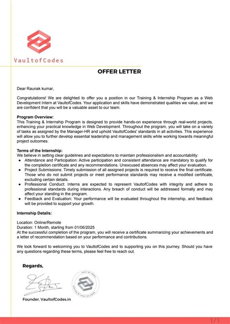 Im Happy To Share That Ive Been Selected For The Vaultofcodes No Cost Internship Program