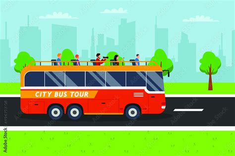 City Bus Tour Vector Concept Passengers Having Trip With A City Bus