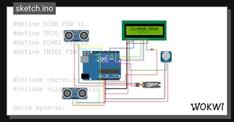 Servo Lcd Dan Sensor Ultrasonik 2 Wokwi Esp32 Stm32 Arduino Simulator