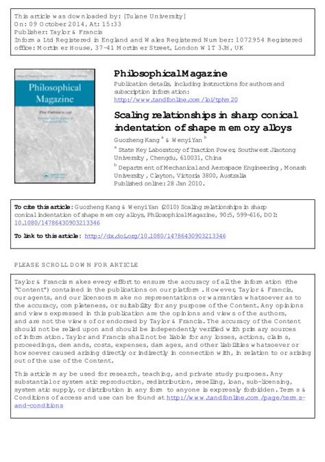 Pdf Scaling Relationships In Sharp Conical Indentation Of Shape Memory Alloys Dokumentips