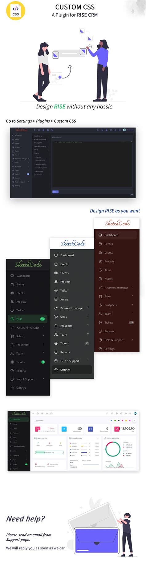 Custom Css For Rise Crm With Lifetime Update Odercart