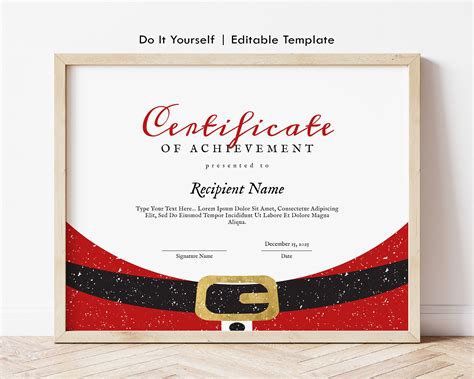 Christmas Certificate Template Festive Participation Award Editable