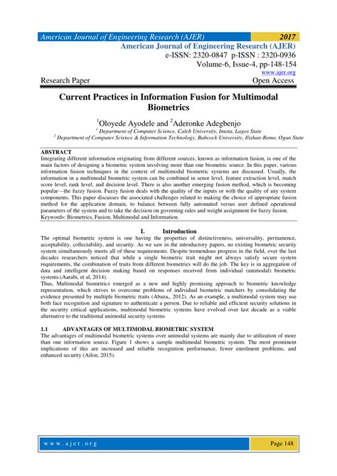 Pdf Current Practices In Information Fusion For Multimodal Biometrics