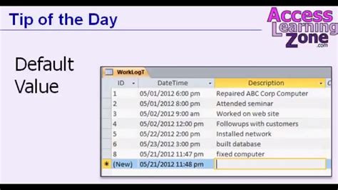 Microsoft Access Default Value Youtube