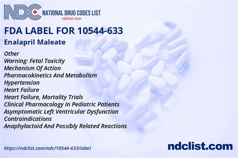 Fda Label For Enalapril Maleate Indications Usage And Precautions
