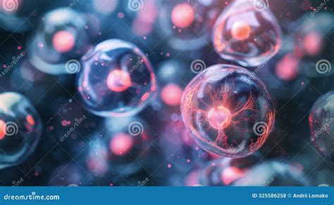 Microscopic View Of Cells With Red Nuclei Royalty Free Illustration 325586258