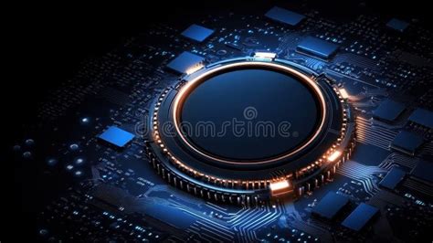 A Detailed Close Up Of A Computer Circuit Board Showcasing Intricate Pathways And A Prominent