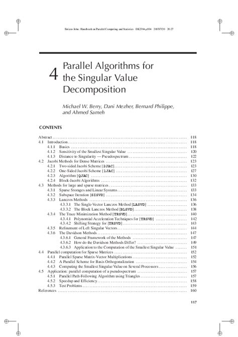 Pdf Parallel Algorithms For The Singular Value Decomposition