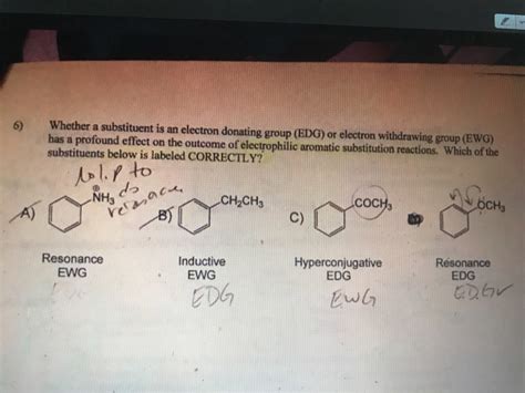 Solved Whether A Substituent Is An Electron Donating Group