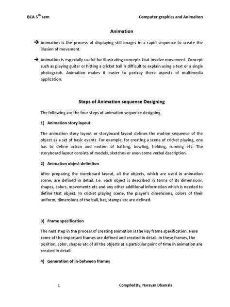 Animation Bca 5 Sem Computer Graphics And Animaiton Pdf Animation