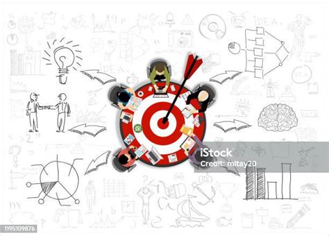 비즈니스 분석 및 계획 팀 워크 프로젝트 관리 재무 보고서에 대한 개념 성공을위한 대상촬영 다채로운 원 화살표 현대 아이디어 및 개념 벡터 일러스트레이션 개념에 대한 스톡