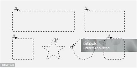 절단 선 아이콘가위 모양 사각형 사각형 및 원의 윤곽을 잘라 가위 벡터 Eps 10 울타리 손질기에 대한 스톡 벡터 아트 및 기타 이미지 울타리 손질기 쿠폰 가위