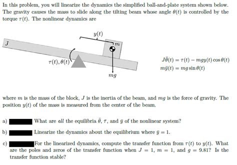 Solved In This Problem You Will Linearize The Dynamics The